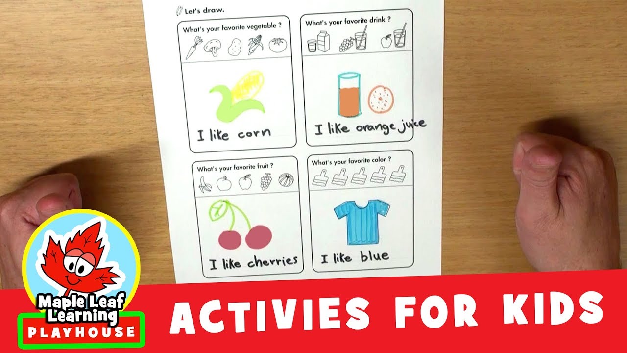 My Favorites Coloring Activity for Kids | Maple Leaf Learning Playhouse