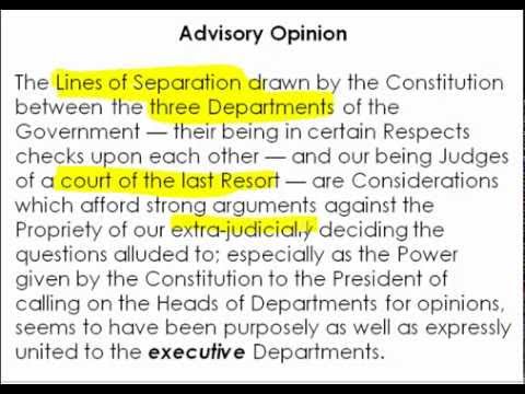 Constitutional Law -- Advisory Opinions