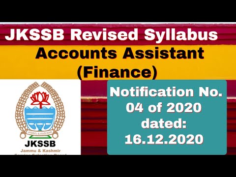 JKSSB Again Revised Syllabus for Finance Accounts Assistant