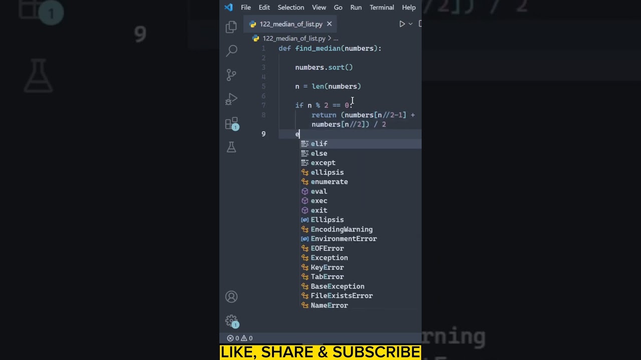 Find the median of a list in python