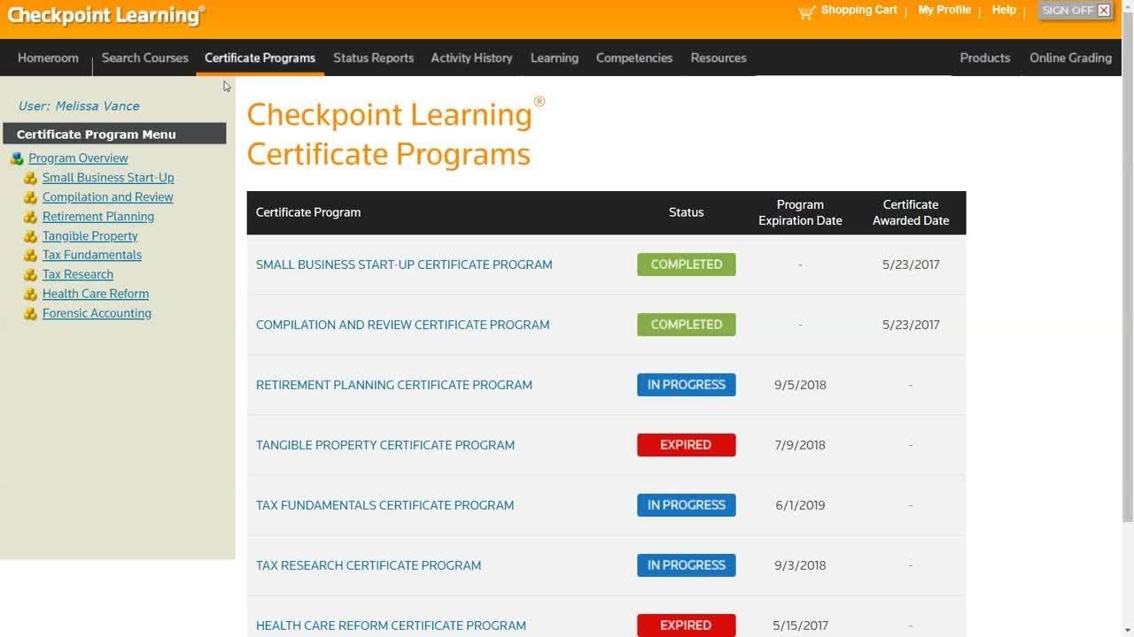 How to Complete a Certificate Program in Checkpoint Learning