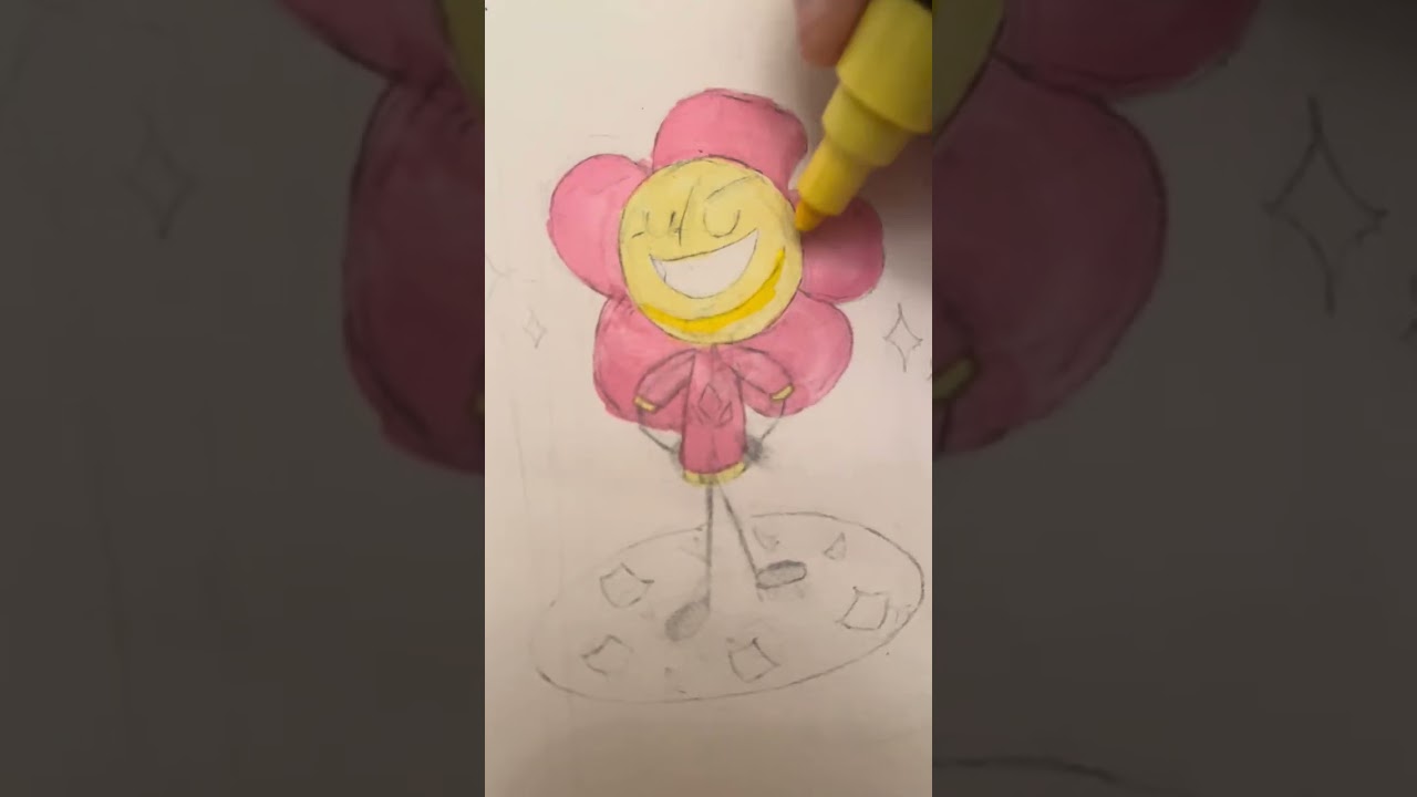 Drawing BFB Characters With Posca Paint Pens: Flower #Shorts