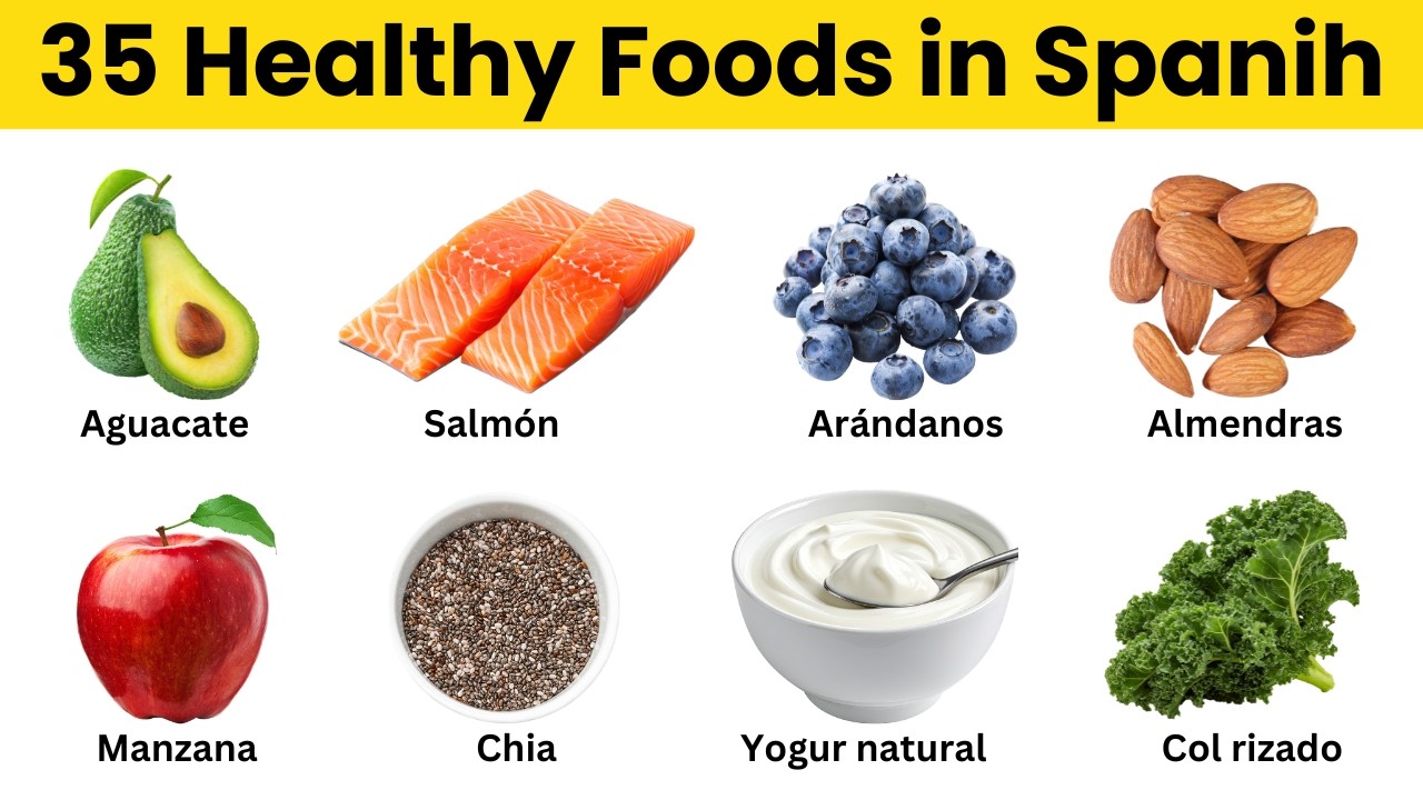 Learn 35 Healthy Foods in Spanish | Food Vocabulary in Spanish