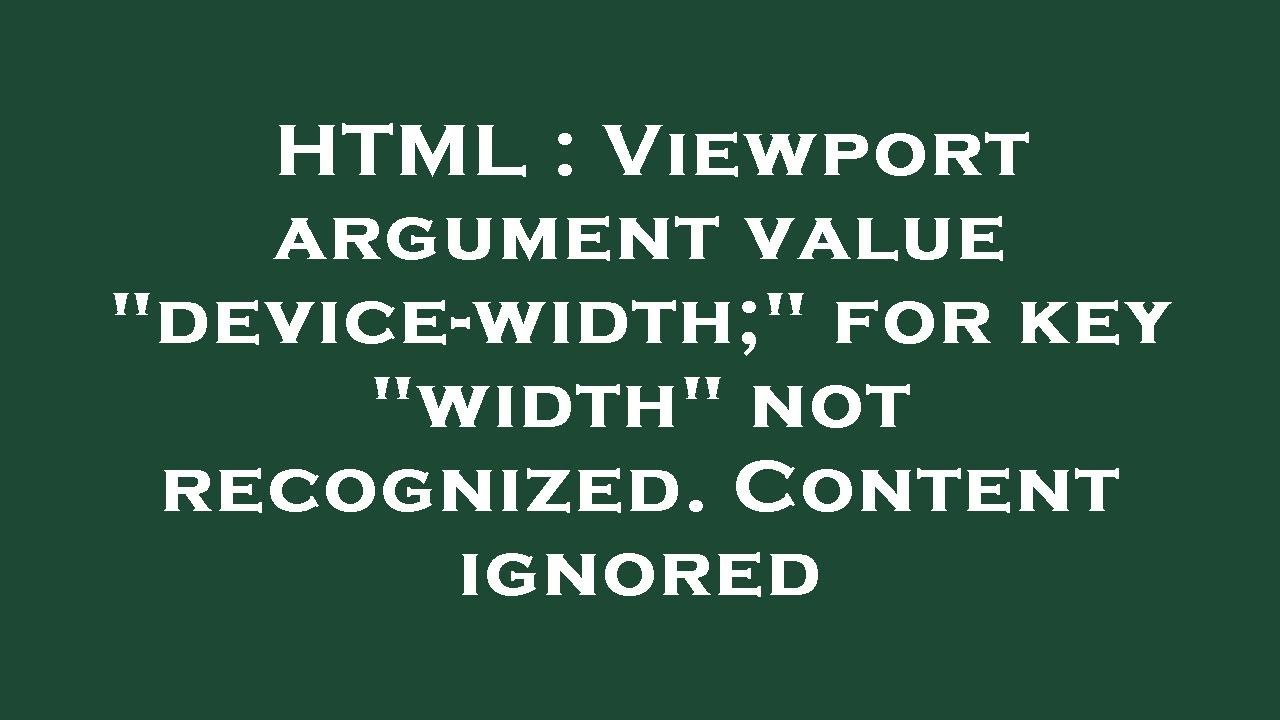 HTML : Viewport argument value 