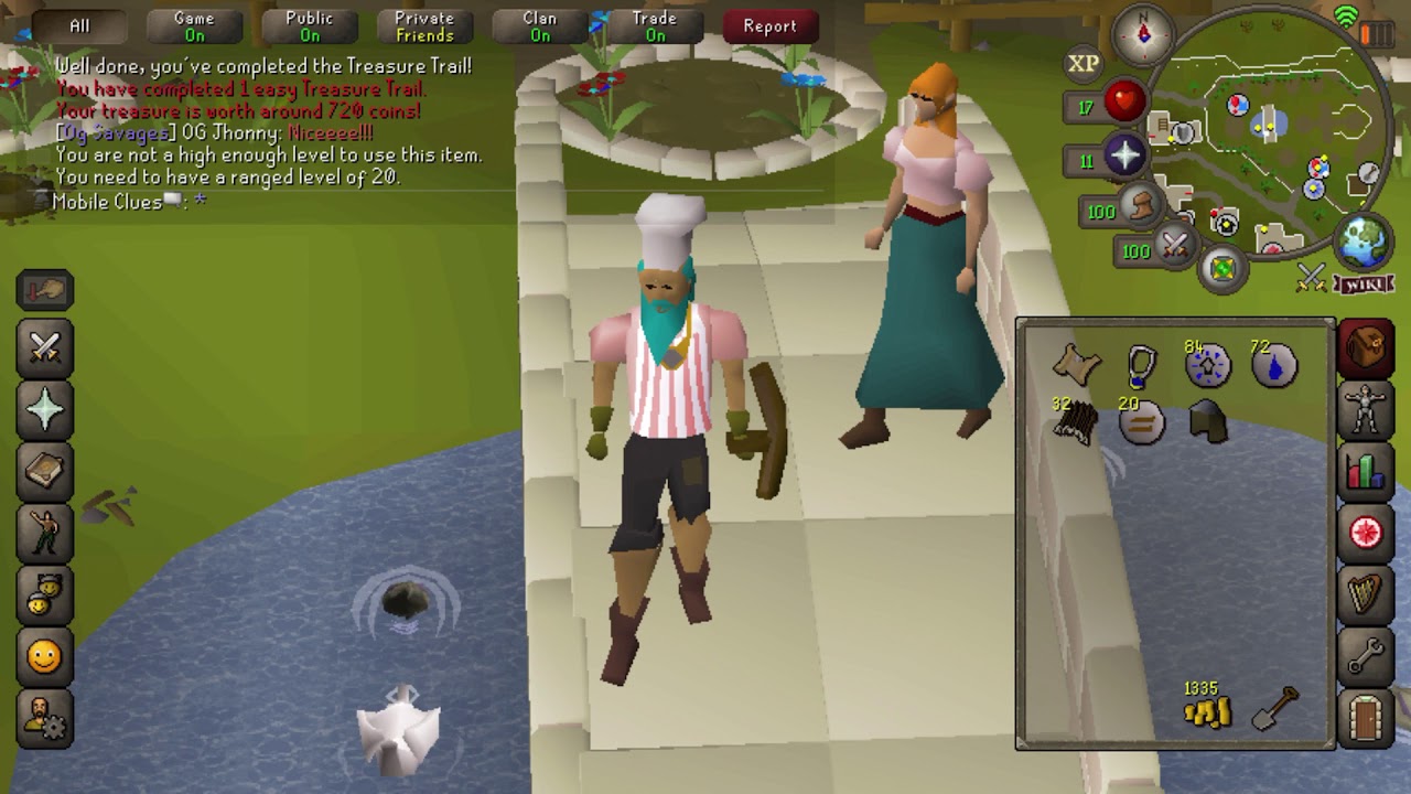 Double Fisting clues in pursuit of the rarest drop (at least for me)!  Mobile Clues 3