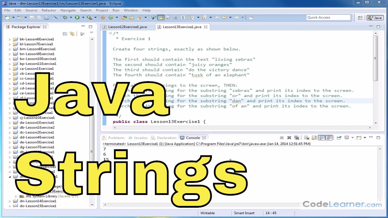 Learn Java - Exercise 13x - Search Strings for a Substring in Java