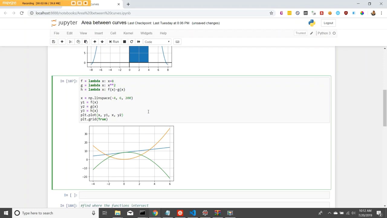 Python Calculus   Area Between Curves Integration