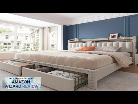 EnHomee Queen Bed Frame with Headboard and Storage Upholstered Queen Bed Frame Review