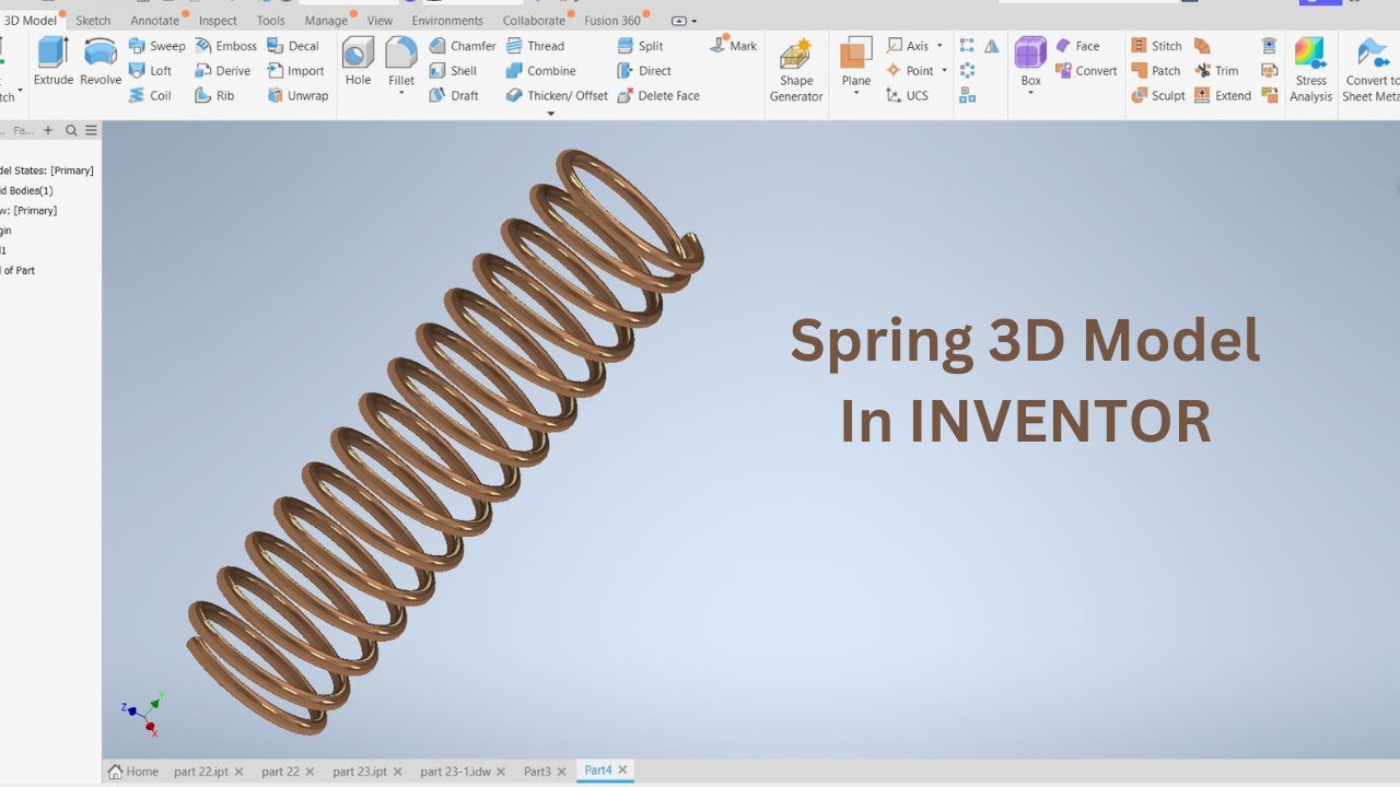 Basic Spring Design: Autodesk Inventor | Spring 3D Modeling