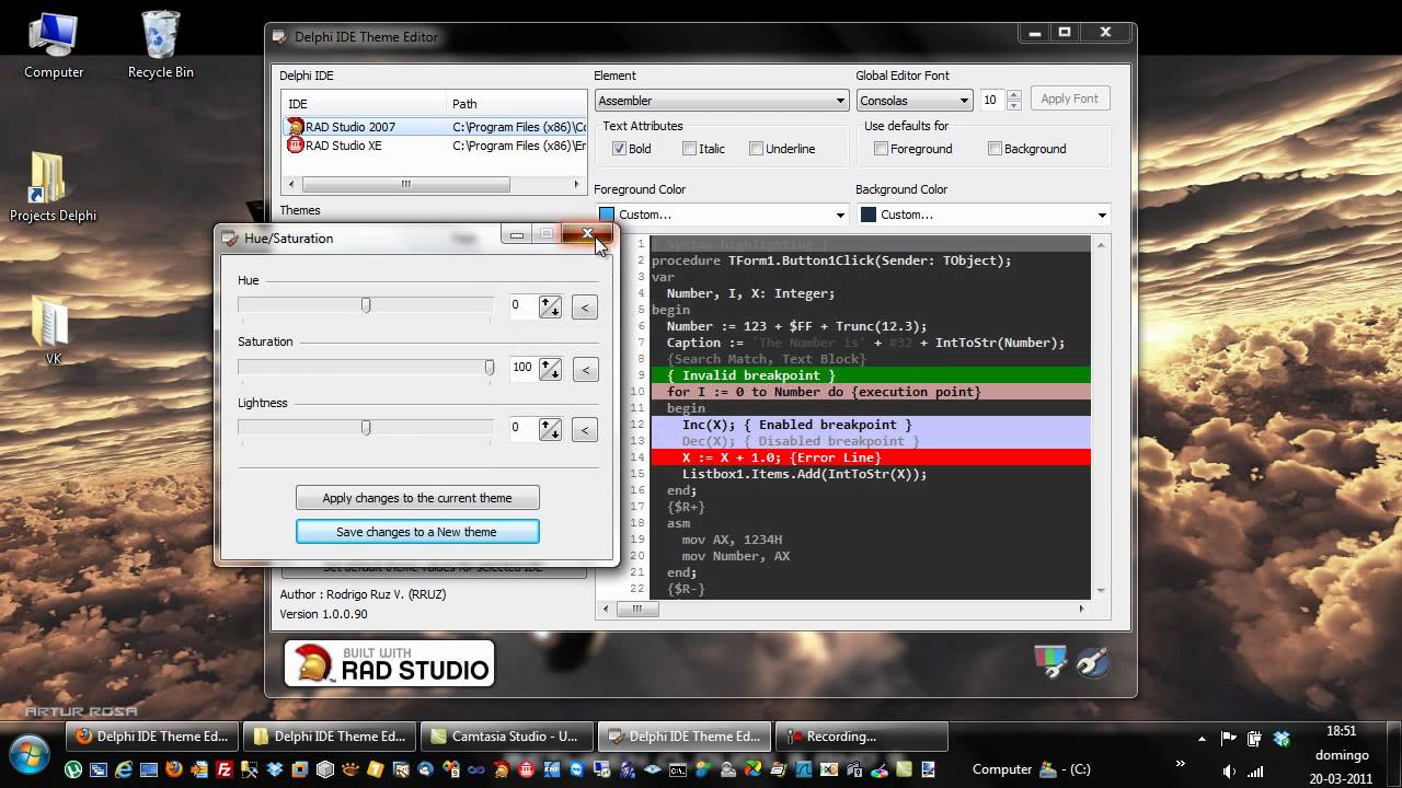 Delphi IDE Theme Editor  - Change Hue/Saturation