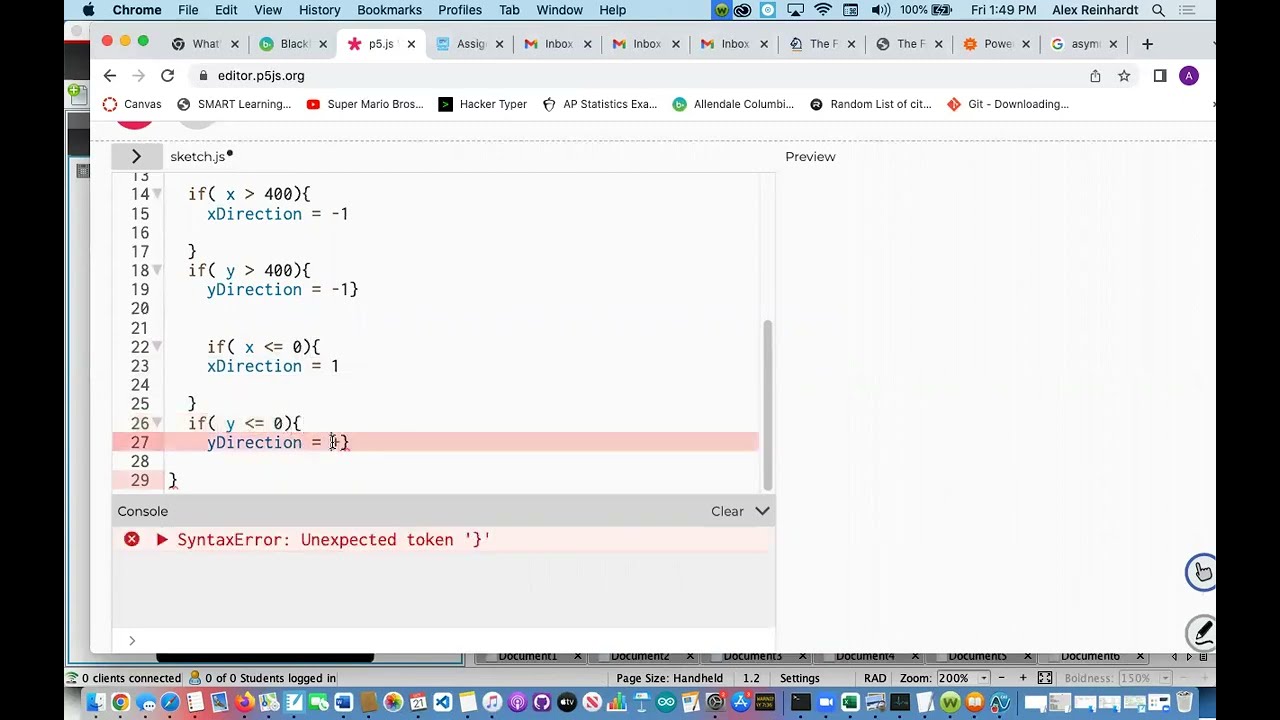Bouncing Rectangle p5js