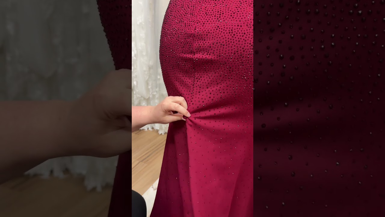 Mindy - Mother of Groom bustle using hidden covered button