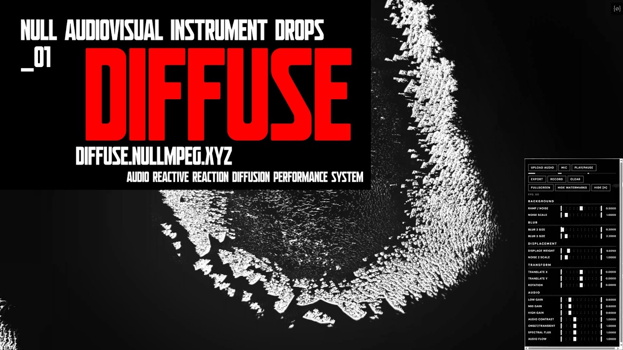 DIFFUSE :: Audio Reactive Reaction Diffusion Performance System [AV_INST_DRP_001]