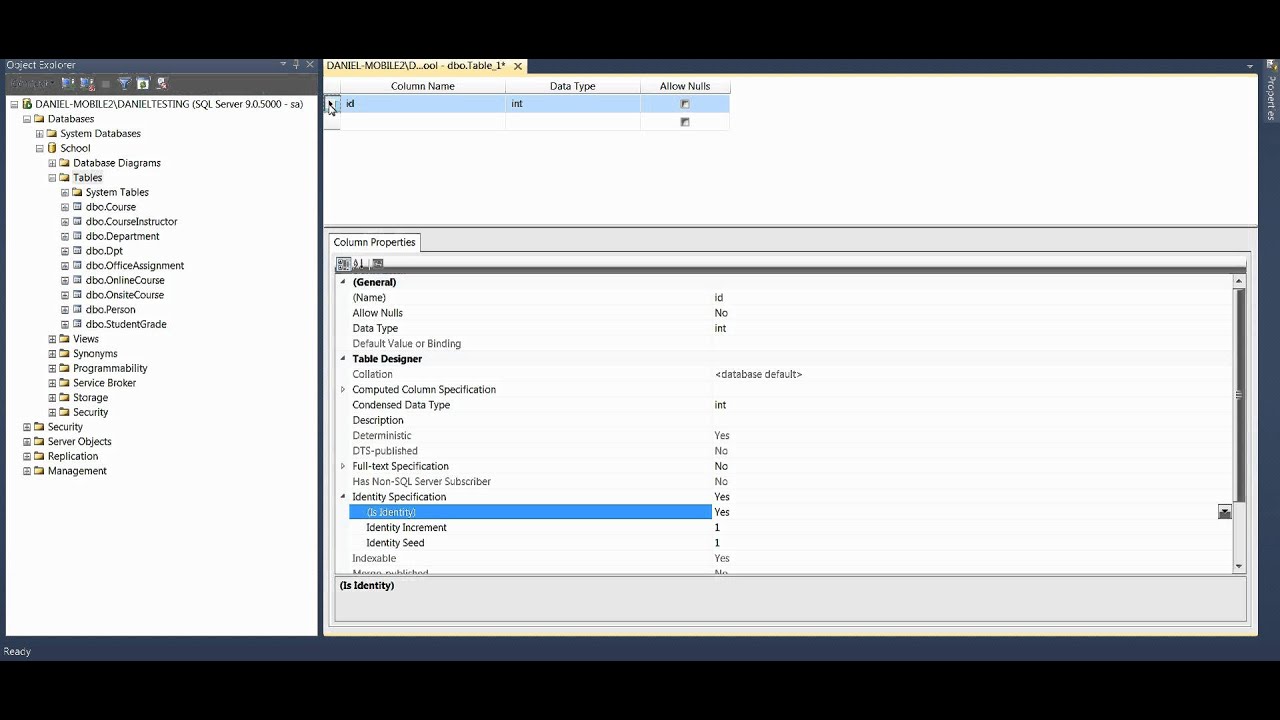 MS SQL 2012   How to Create Simple Table