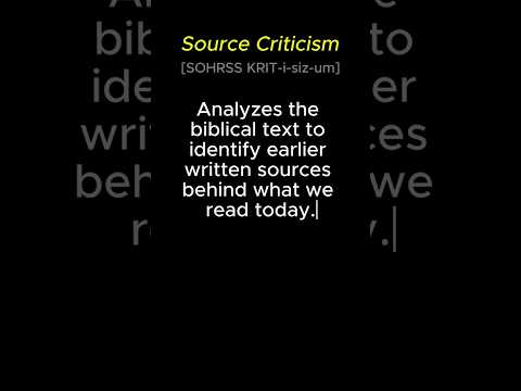 Source Criticism - Theology, one word at a time