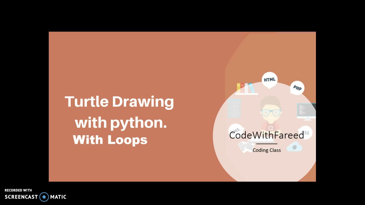 Turtle Drawing with Loops In python| CodeWithFareed