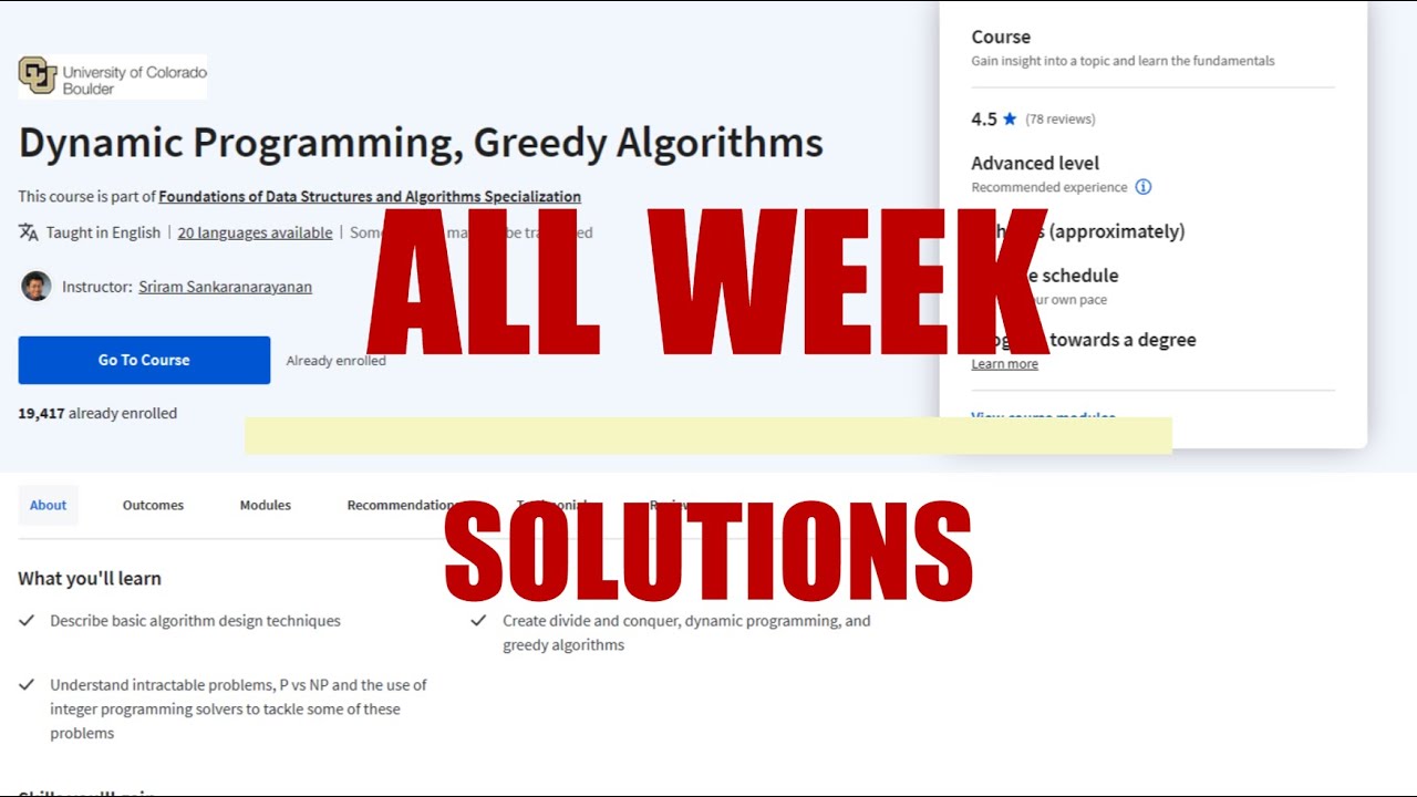ALL WEEKS MCQ | Dynamic Programming, Greedy Algorithms
