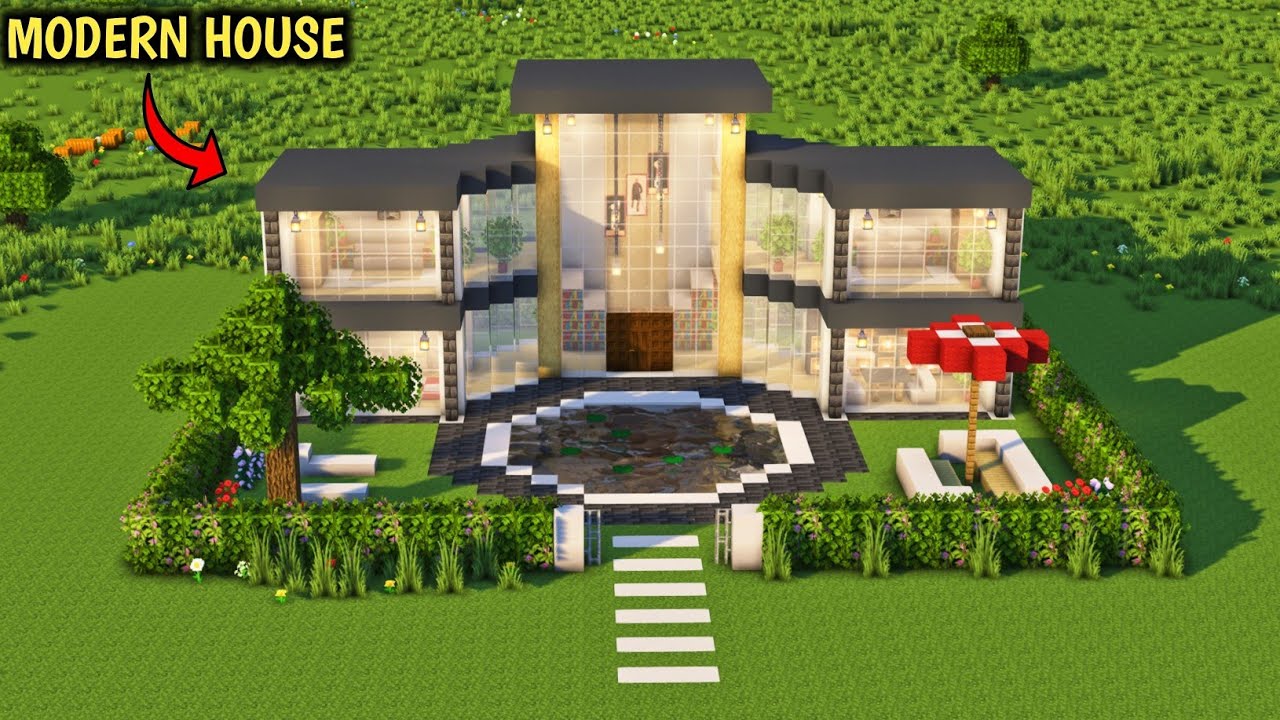 Modern house build || How to make modern house in minecraft #minecraft ...