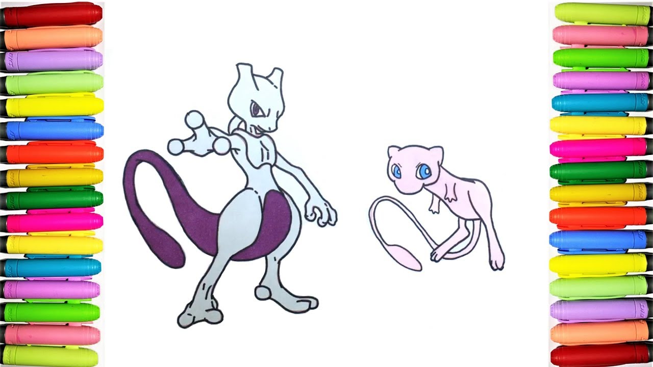 Pokemon Coloring Pages - Mewtwo and Mew