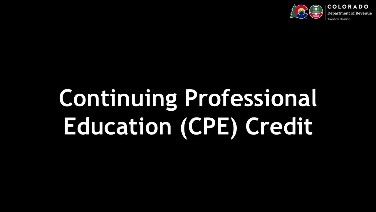 Continuing Professional Education (CPE) Credit