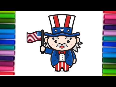 HOW TO DRAW AND COLOR UNCLE SAM | STEP BY STEP | PATRIOTIC ART TUTORIAL FOR KIDS