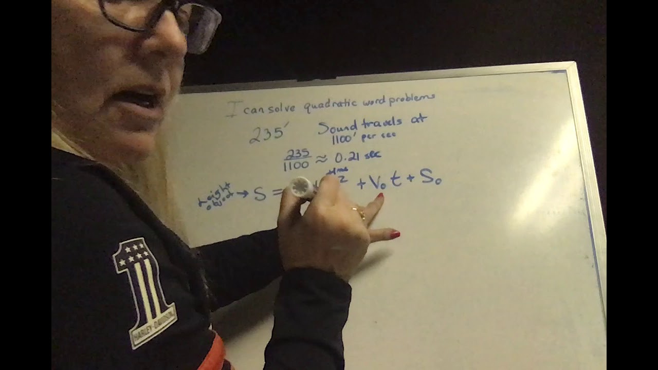 Quadratic word problem dropped object
