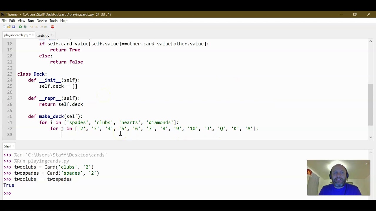 Making a Deck Class Python