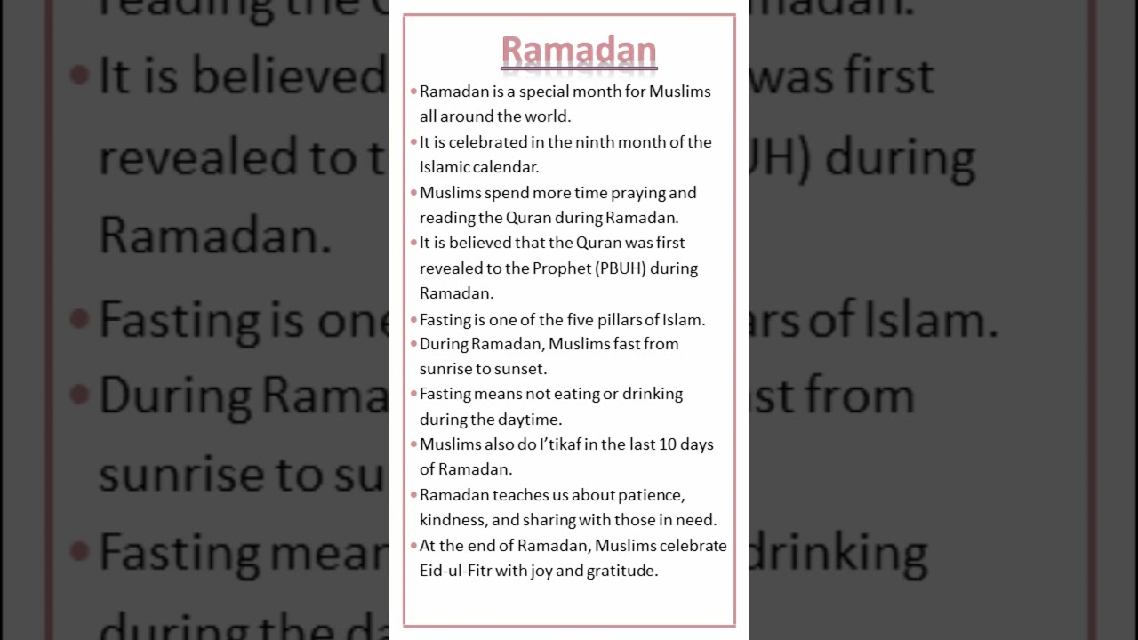 Essay on Ramadan #essay #easytolearnandwrite #youtubeshorts #shorts #ramadan #ramzan#fasting#itikaf