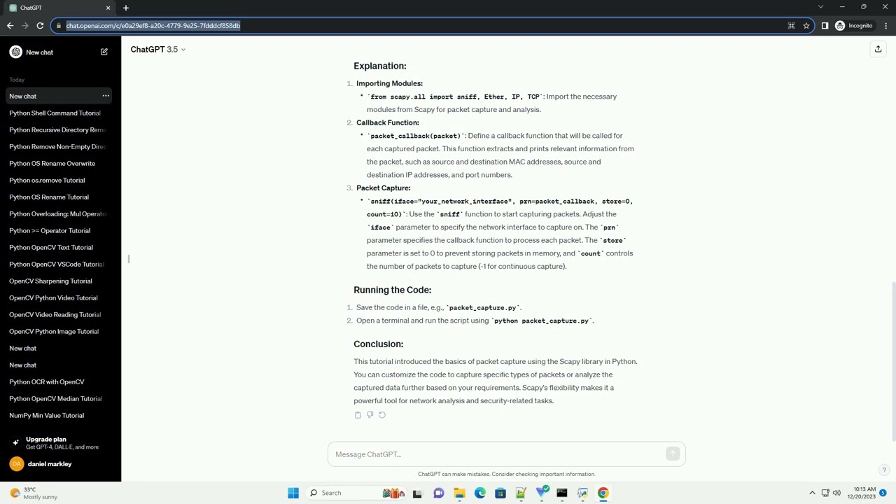 python packet capture library