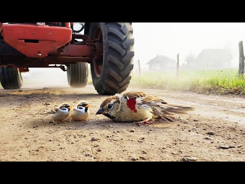 Injured Sparrow Bird Found Helpless | Rescue And Treatment with Her Chicks