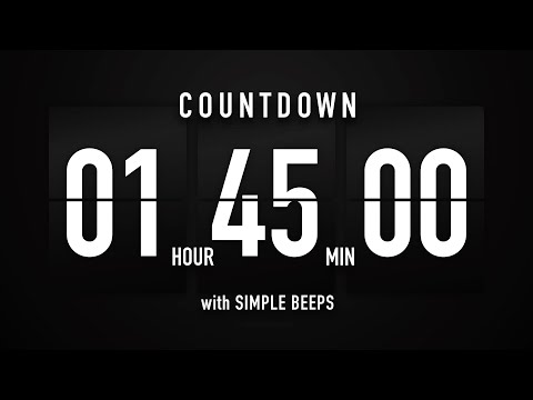 1 Hour 45 Minute Countdown Timer 🕙 Flip Clock with Simple Beeps 🔊🖤