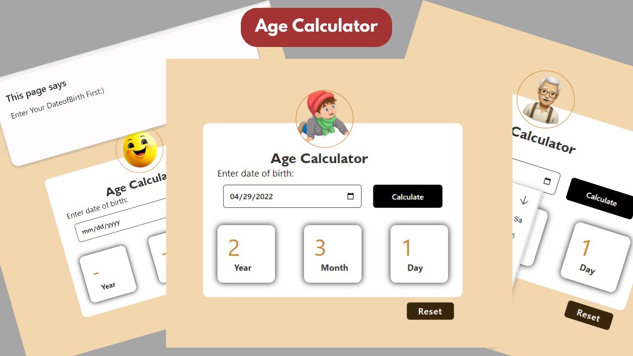 how to create Age Calculator using Html, css & JavaScript|step by step tutorial| JavaScript project
