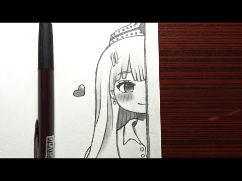 Easy anime drawing step by step | how to draw anime characters girl cute | girl with crown 👑 easy