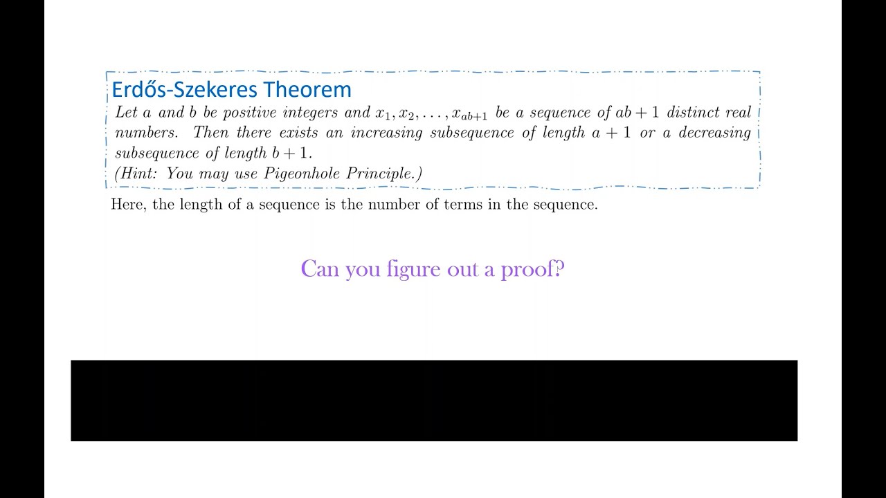 A Maths proof I wished I knew earlier!! Erdos-Szekeres Theorem using Pigeonhole Principle
