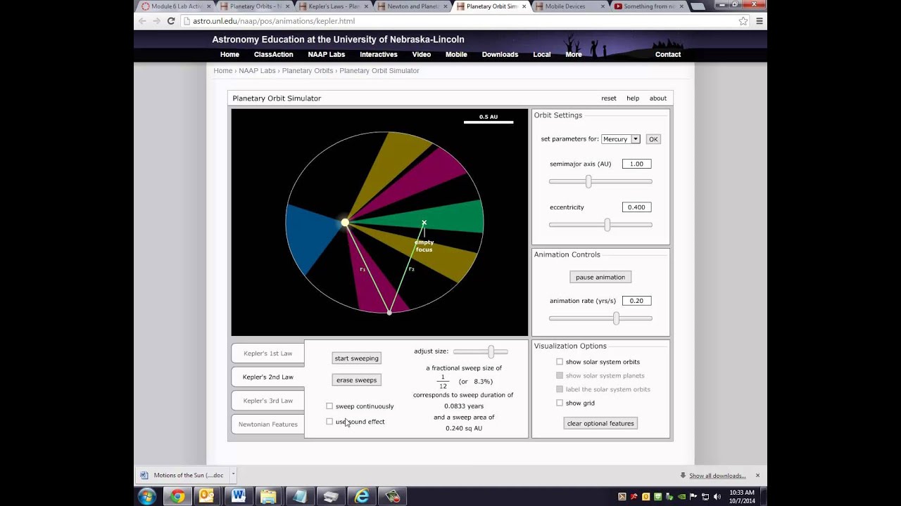 PHY1114 -- Module 4 lab activity (Planetary Orbits) video tutorial