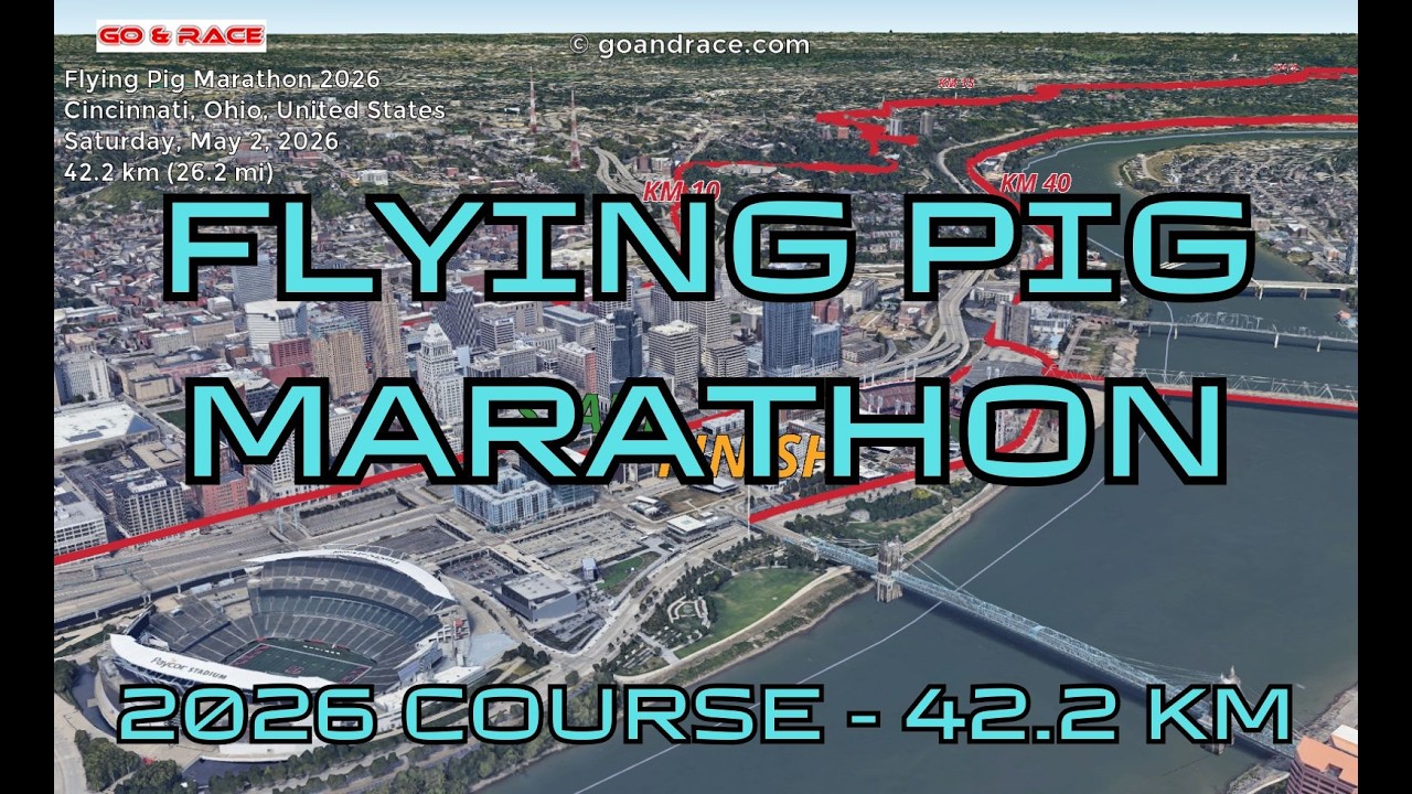 Flying Pig Marathon 2026: 3D Video Course Map | 42.2 km - Cincinnati