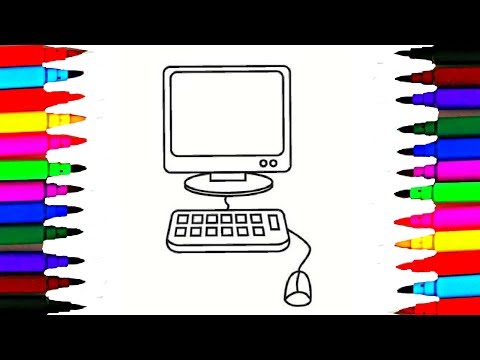 How to Draw a Girl Teacher, Computer Keyboard Coloring Pages l Videos ...