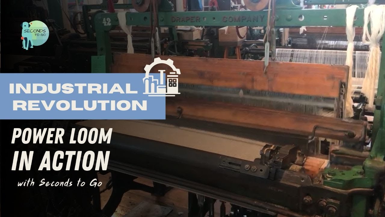 Industrial Revolution Old Weaving Power Loom in Action