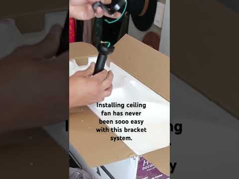Ceiling fan install simplified with this ball & socket type bracket system.