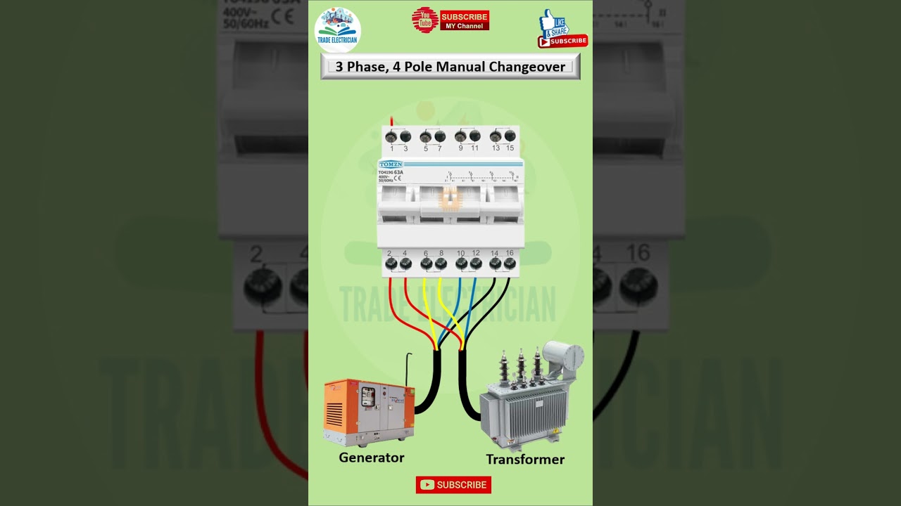 3 Phase 4 Pole Changeover Switch Connection || Trade Electrician