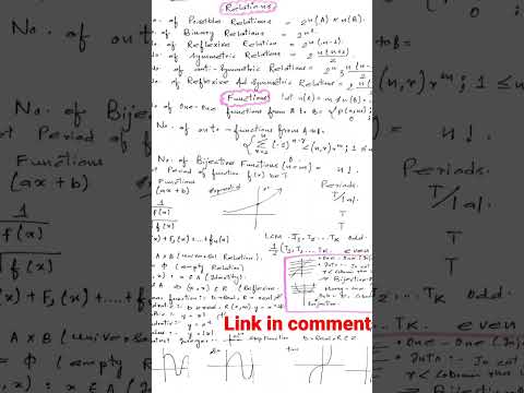 Class-12 Relation and Function One page notes #class12 #maths #physics #chemistry #jacboard