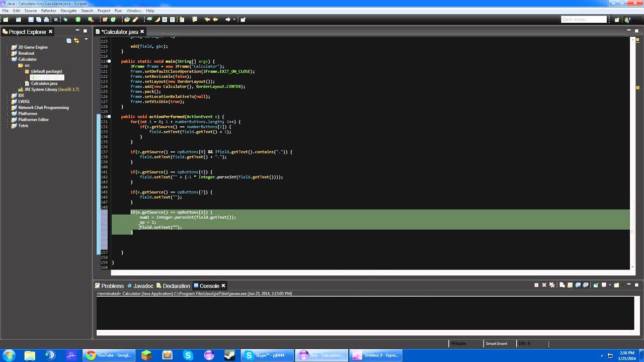 Java GUI Calculator Tutorial (NEW) Part 4: Operations