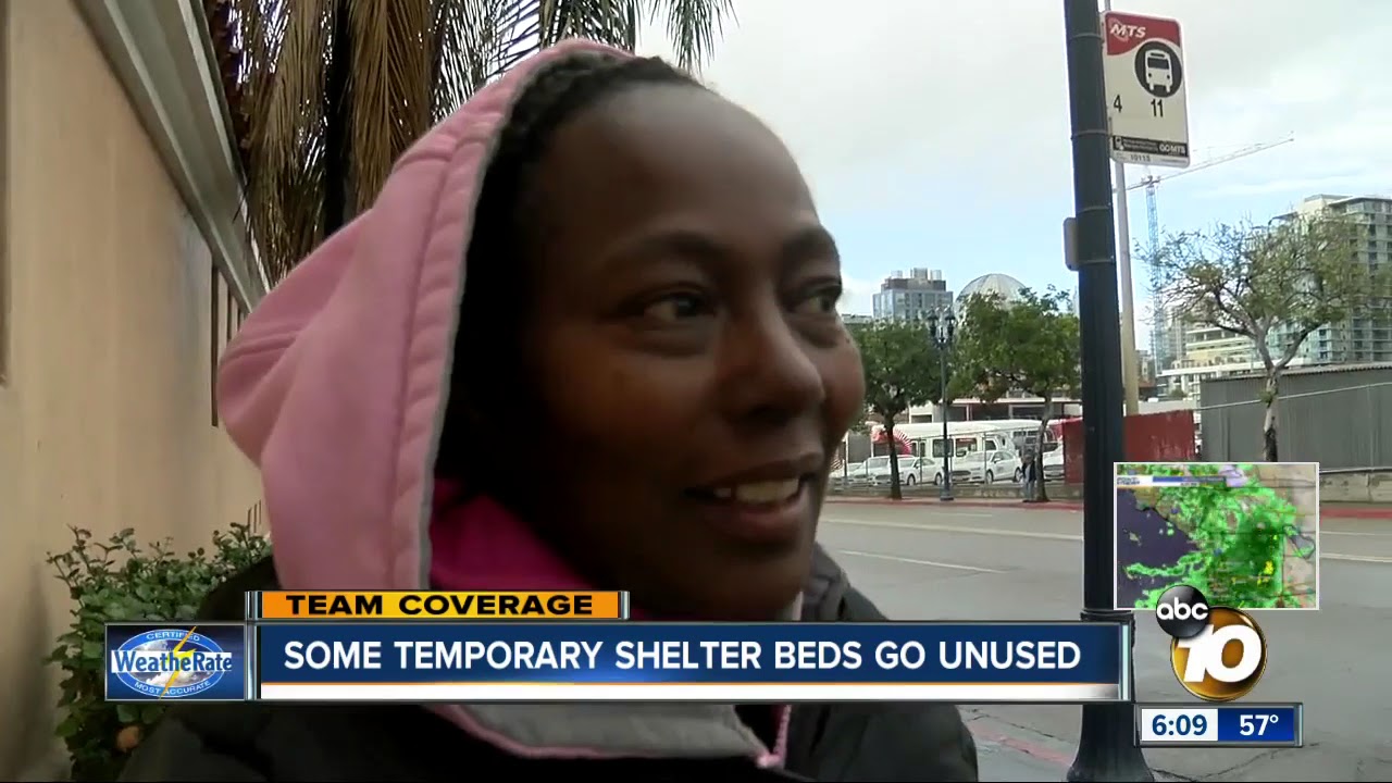 Some temporary homeless shelter beds go unused in San Diego