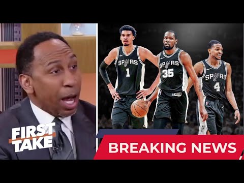 FIRST TAKE | "Kevin Durant has agreed to join the Spurs?" - Stephen A. reacts to BLOCKBUSTER TRADE