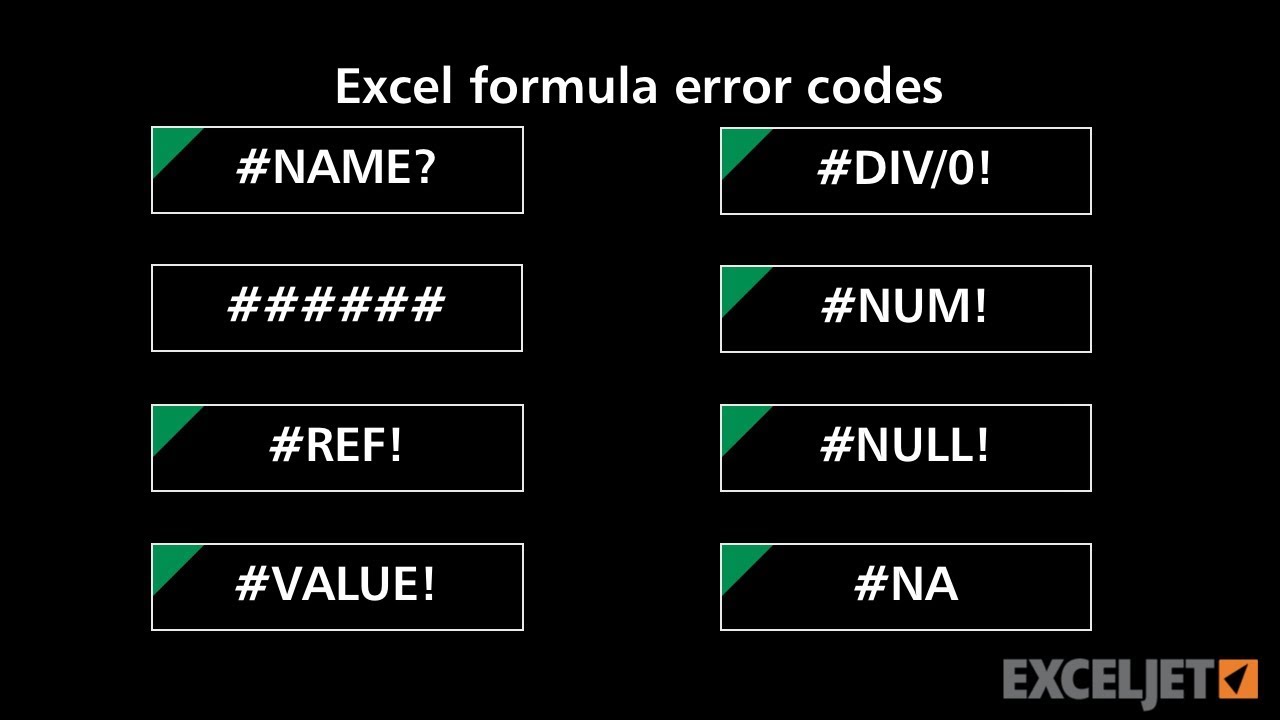 Excel formula error codes and fixes