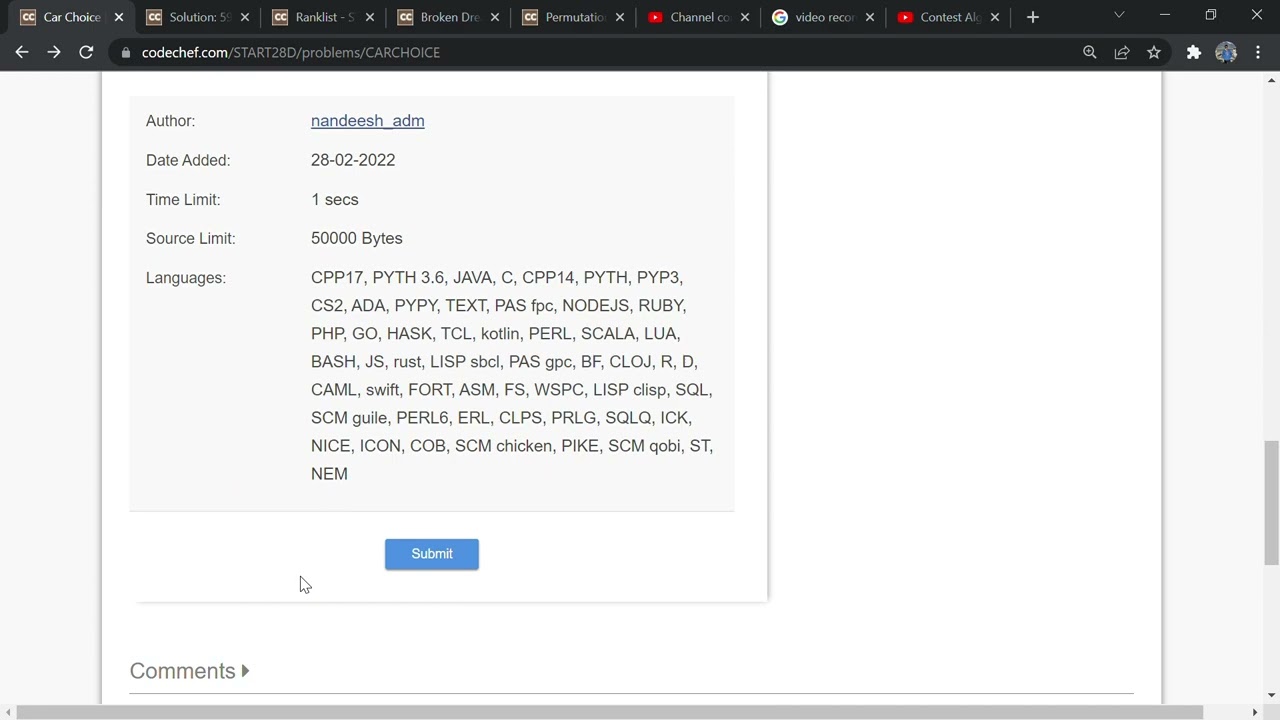 Car Choice   CodeChef  solution
