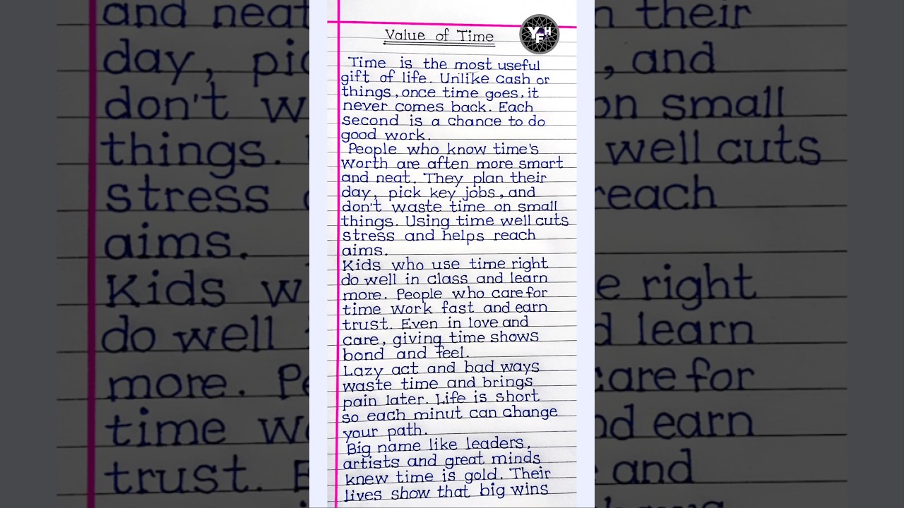 Value of time essay | value of time essay in english 200 words | essay on value of time in english |