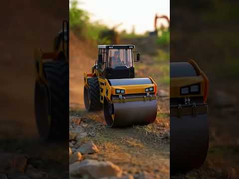 🚧 RC Road Roller Dominates Rocky Terrain! Smooth Moves on the Construction Site! 🚜