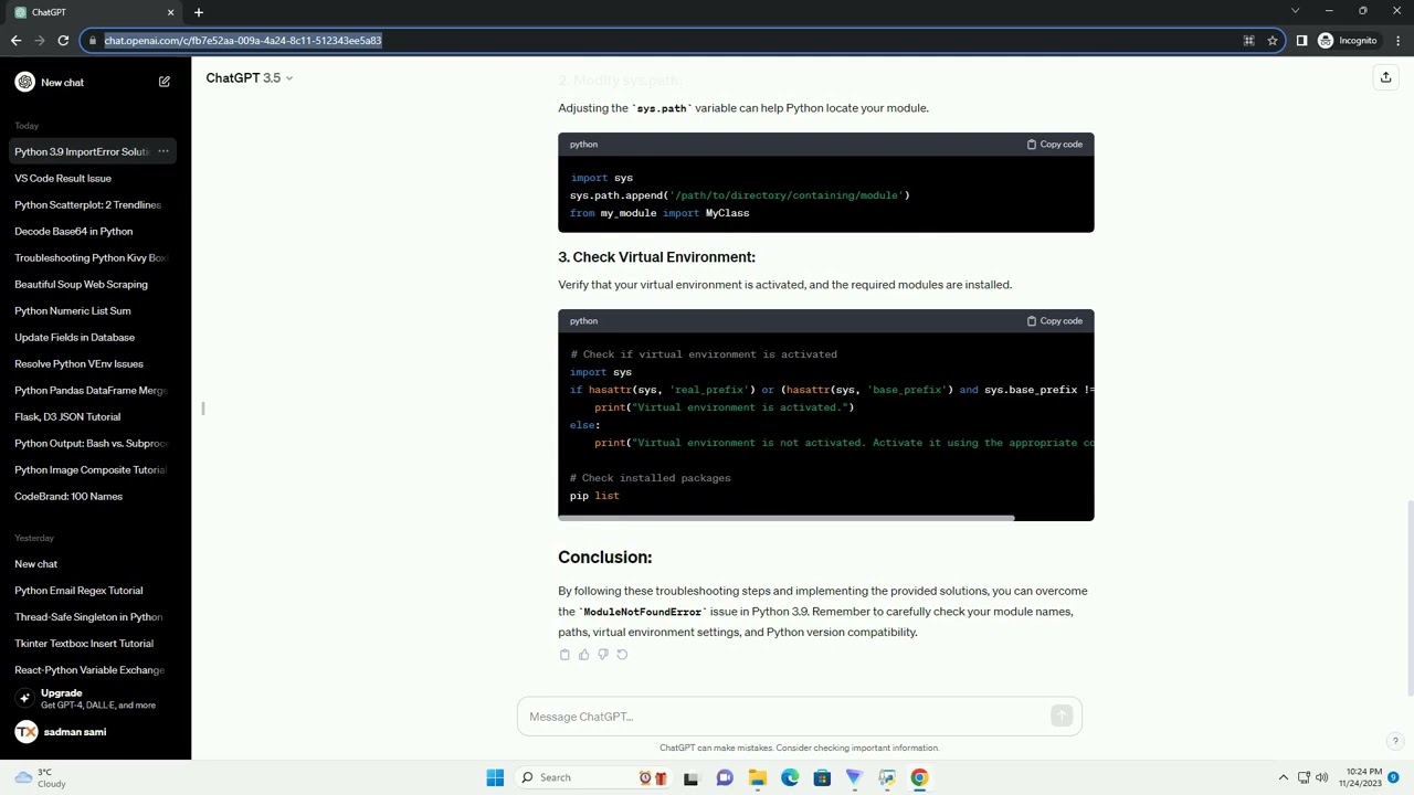 Python 3 9 import problem modulenotfounderror