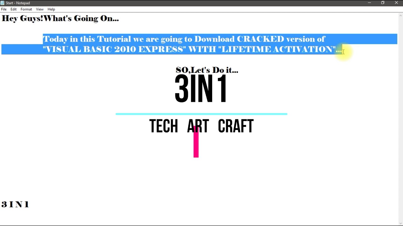 VISUAL BASIC 2010 EXPRESS||HOW TO DOWNLOAD VISUAL BASIC 2010 EXPRESS CRACKED||BY-3IN1_TECH_ART_CRAFT